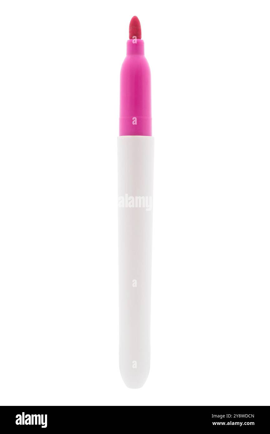 Pink permanent marker on white background Stock Photo - Alamy