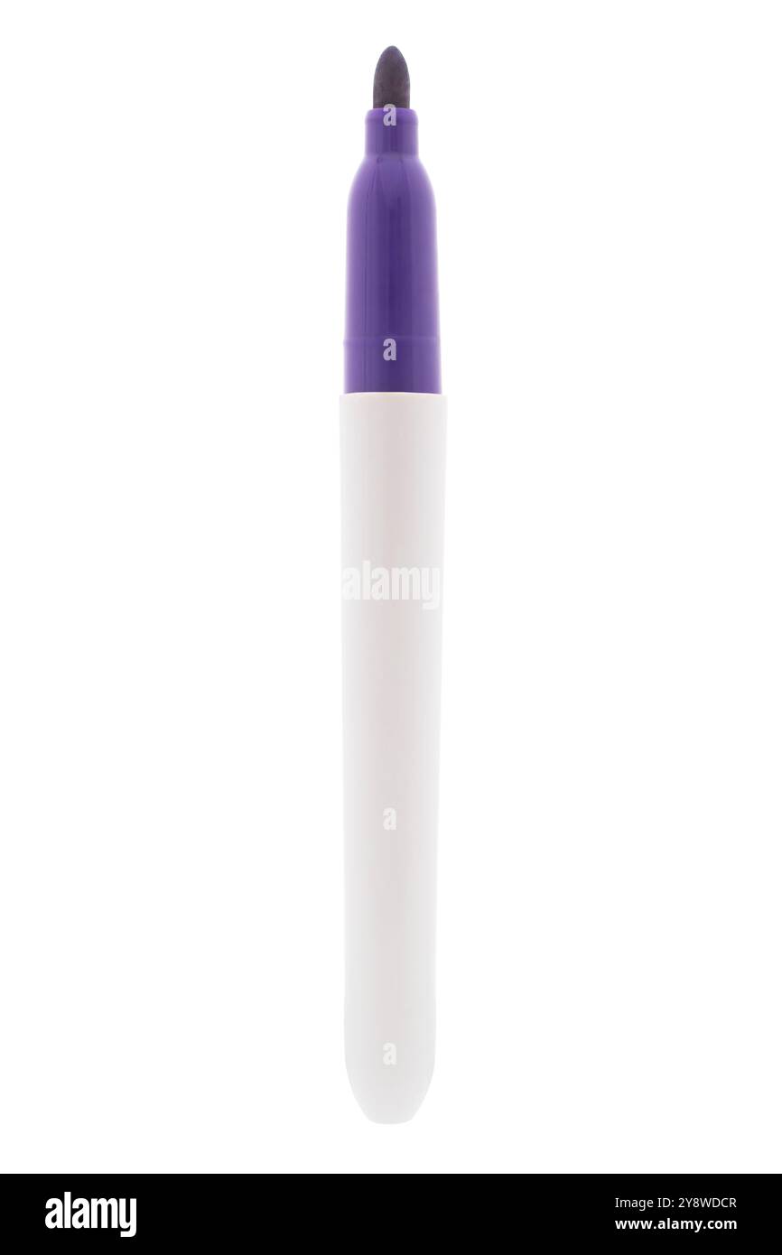 Purple permanent marker on white background Stock Photo - Alamy