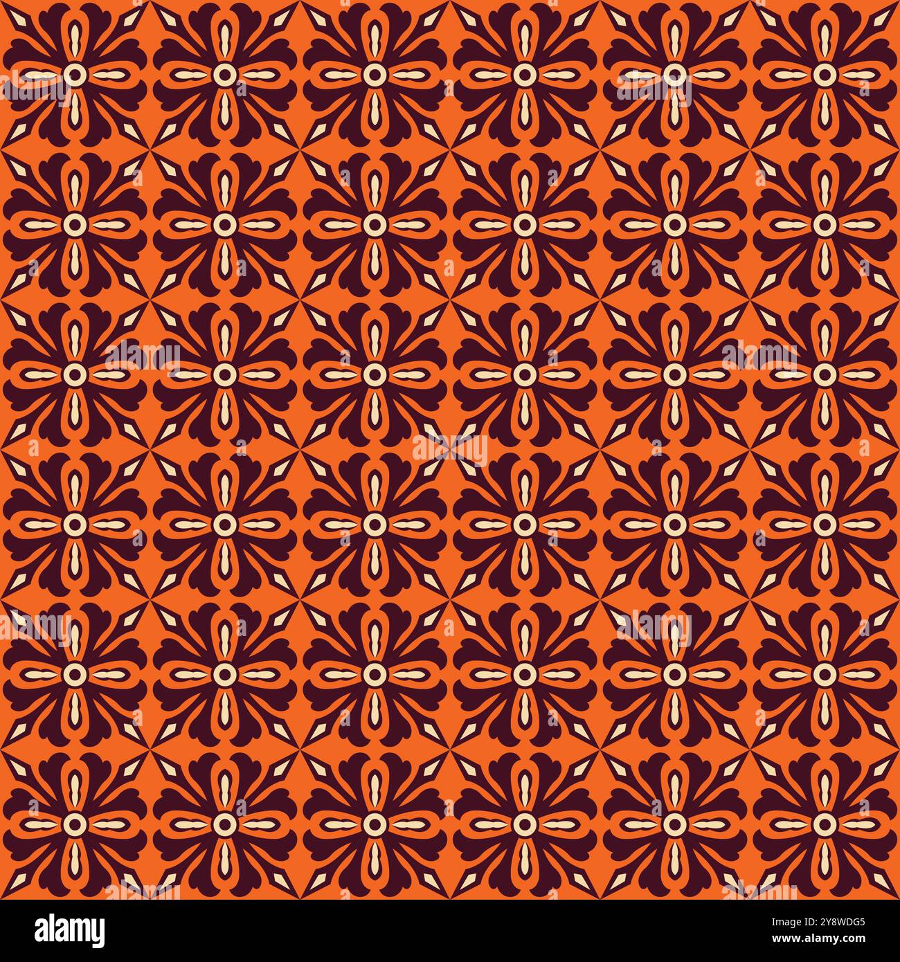 Talavera Seamless Pattern With Orange and Brown Color Cobination. Tile Pattern Vector Stock ...