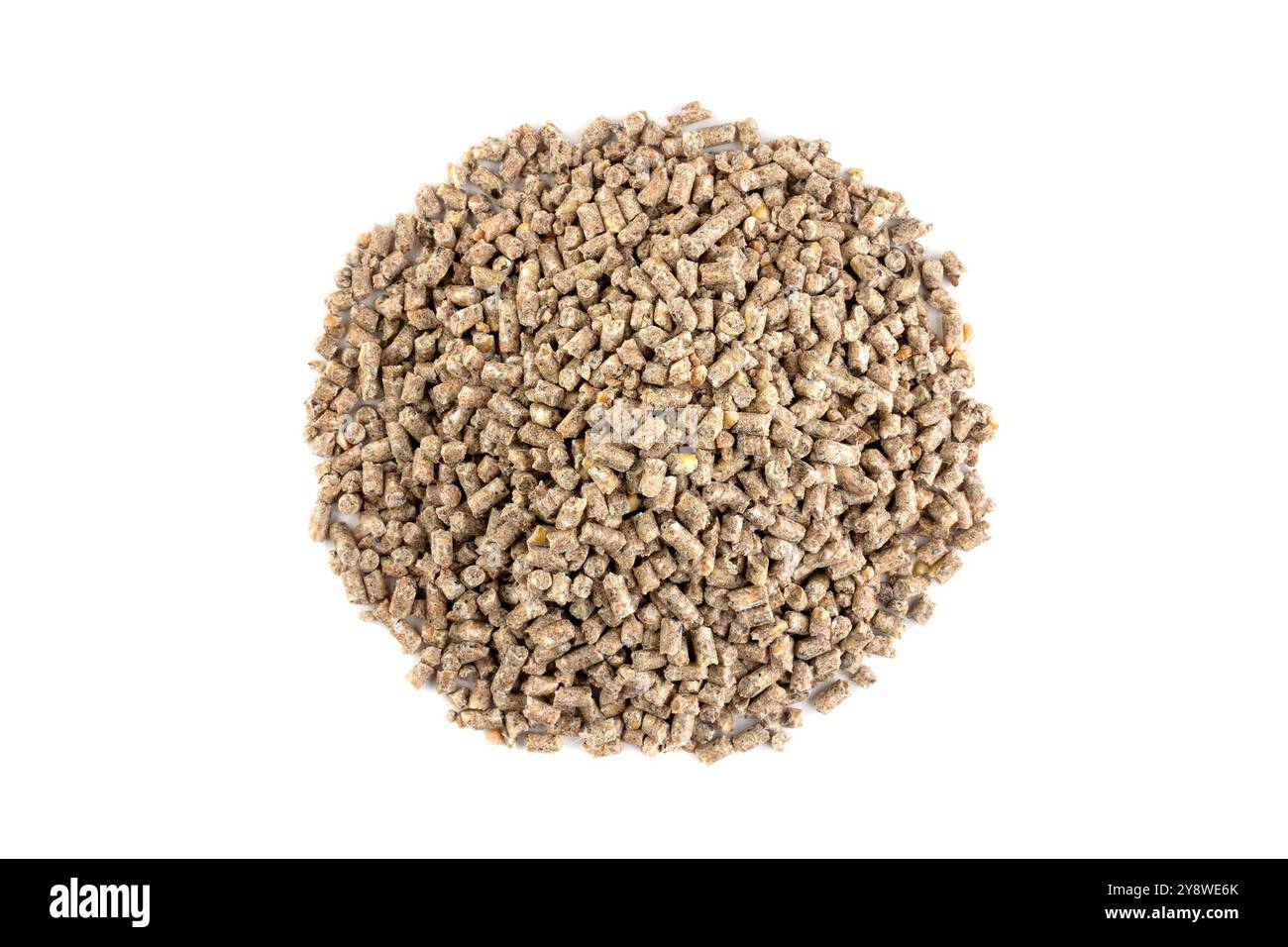 a pile of compound feed for feeding animals and poultry isolated on a ...