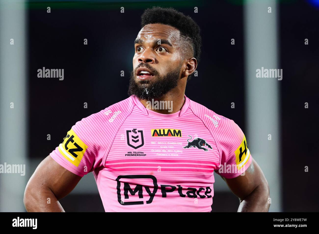 Sydney, Australia, 6 October, 2024. Sunia Turuva of the Panthers looks ...