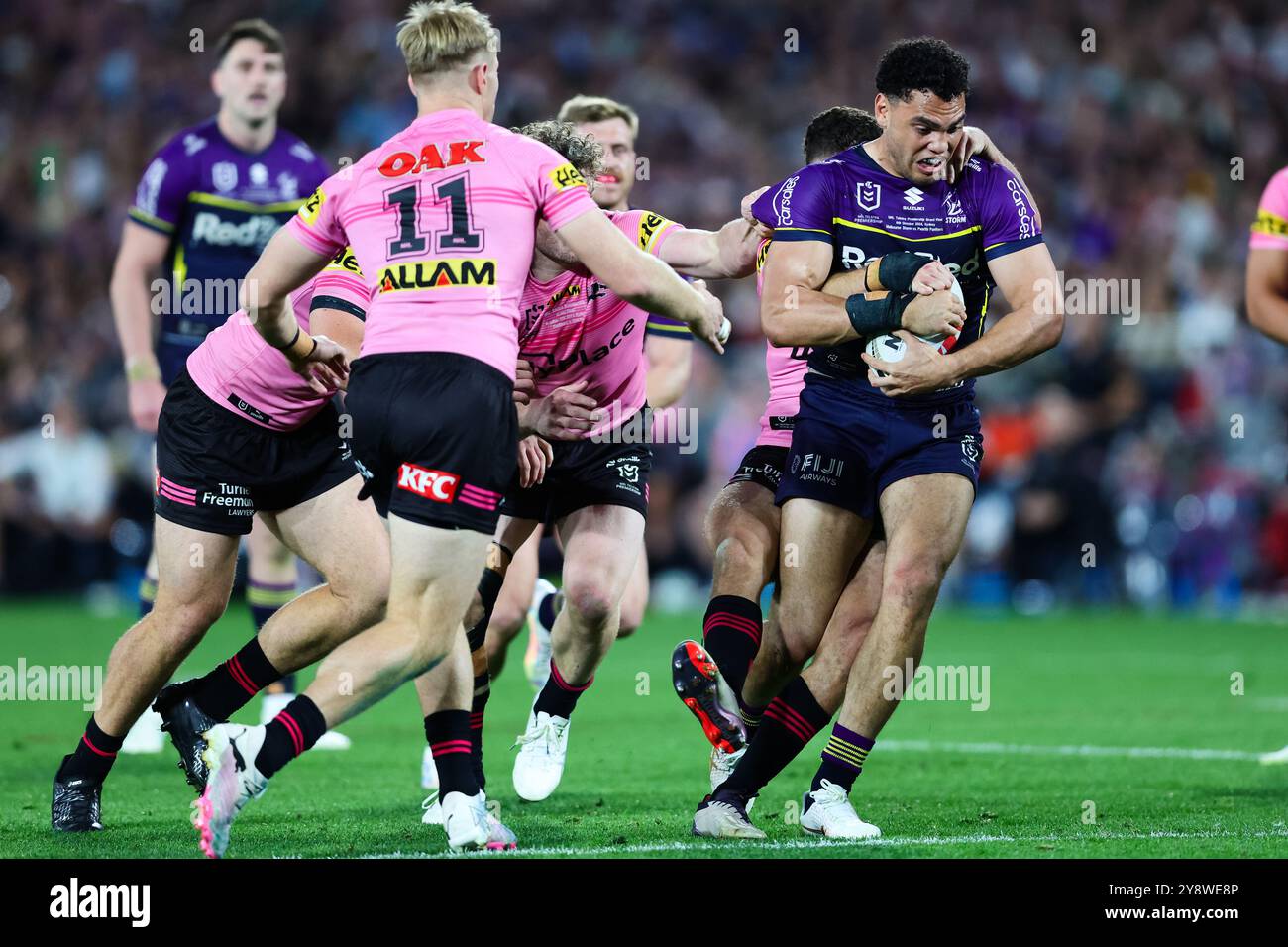Sydney, Australia, 6 October, 2024. Xavier Coates of the Storm runs ...