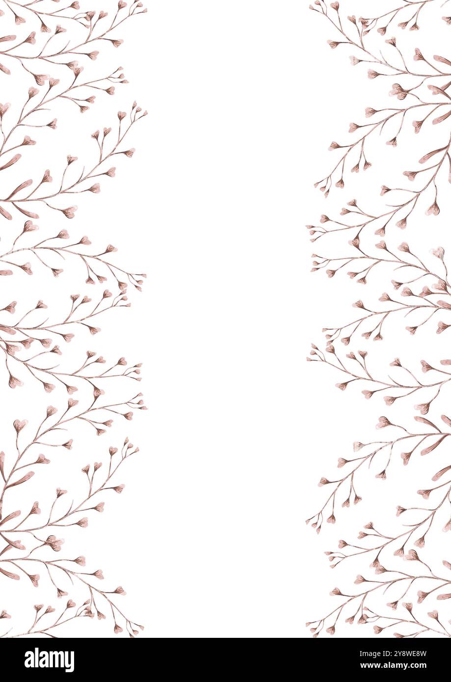 Hand drawn watercolor dried autumn seed crop frame border isolated on ...