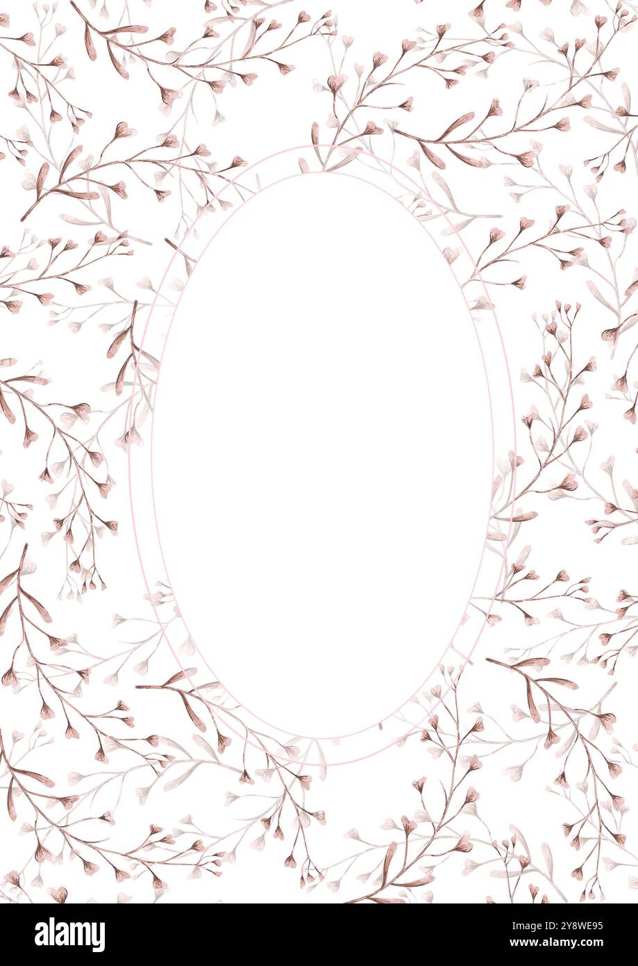 Hand drawn watercolor dried autumn seed crop frame border isolated on ...