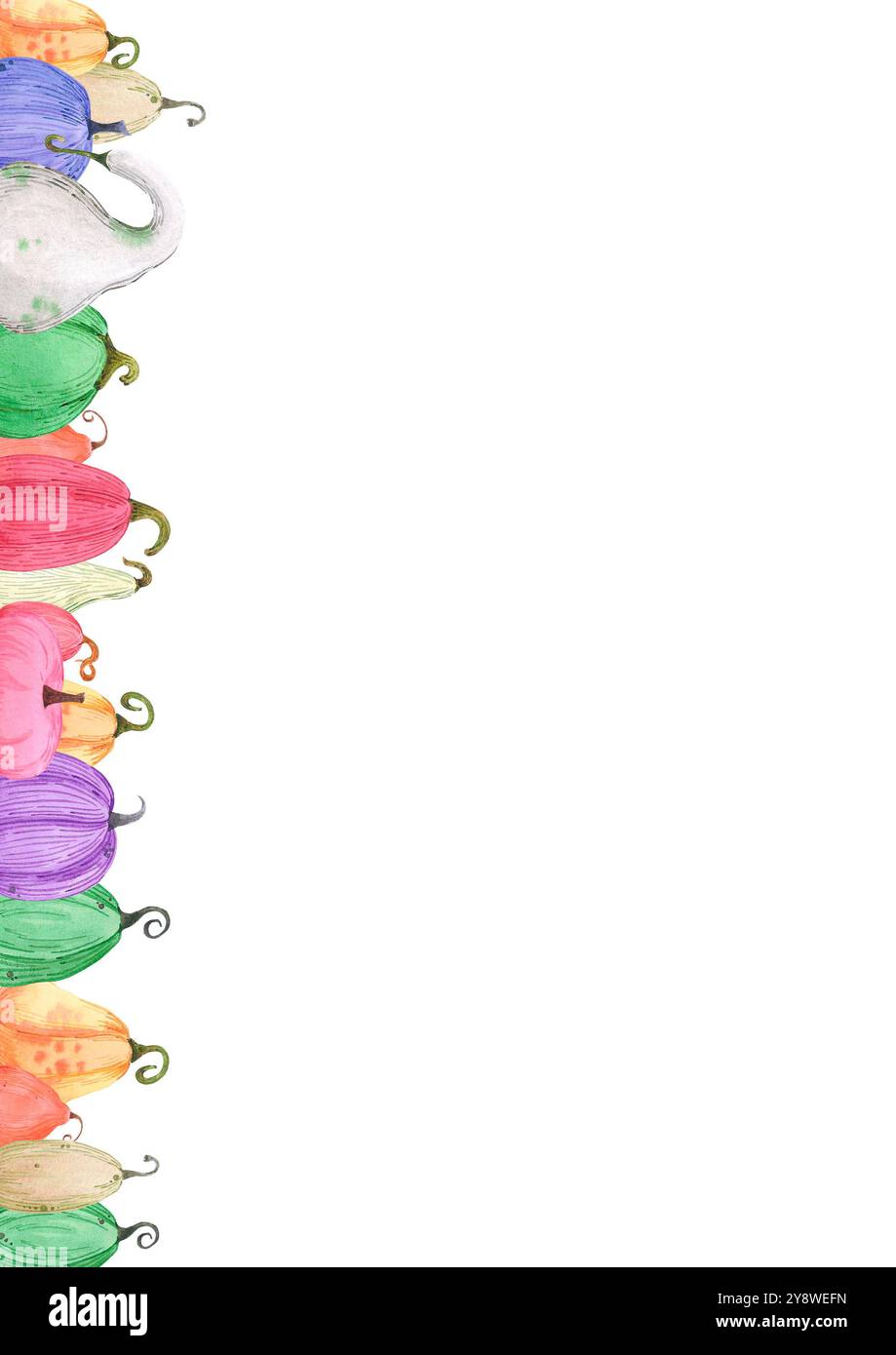 Hand drawn watercolor pumpkin frame border isolated on white background ...