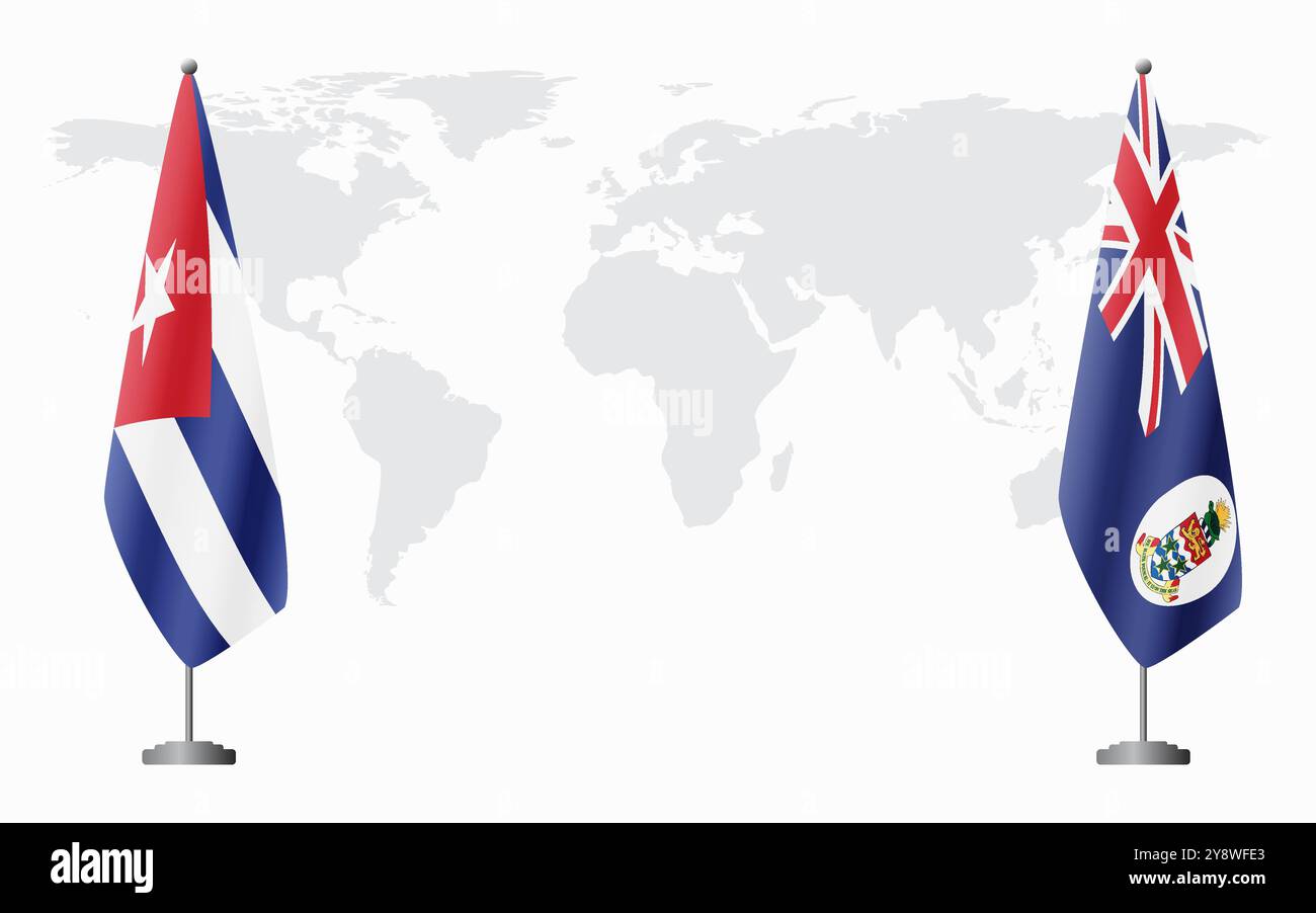 Cuba and Cayman Islands flags for official meeting against background ...