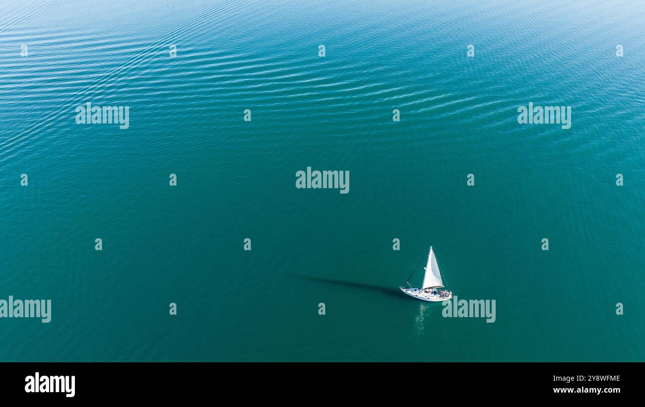 A sailboat sailing from Cap Sante to Guemes Island off Anacortes ...