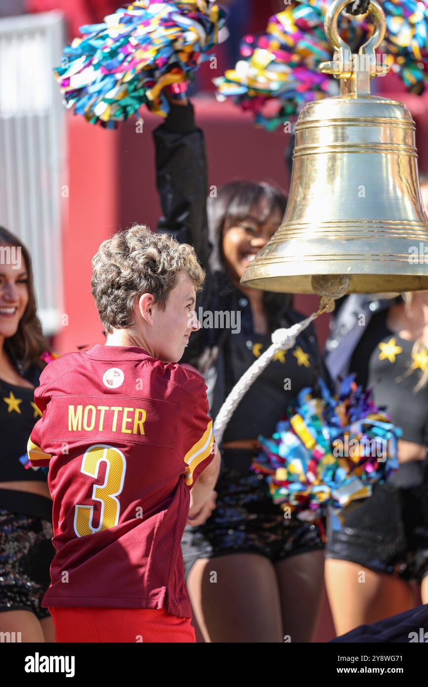 Landover, MD. USA; Washington Commanders fan and cancer survivor Landon ...