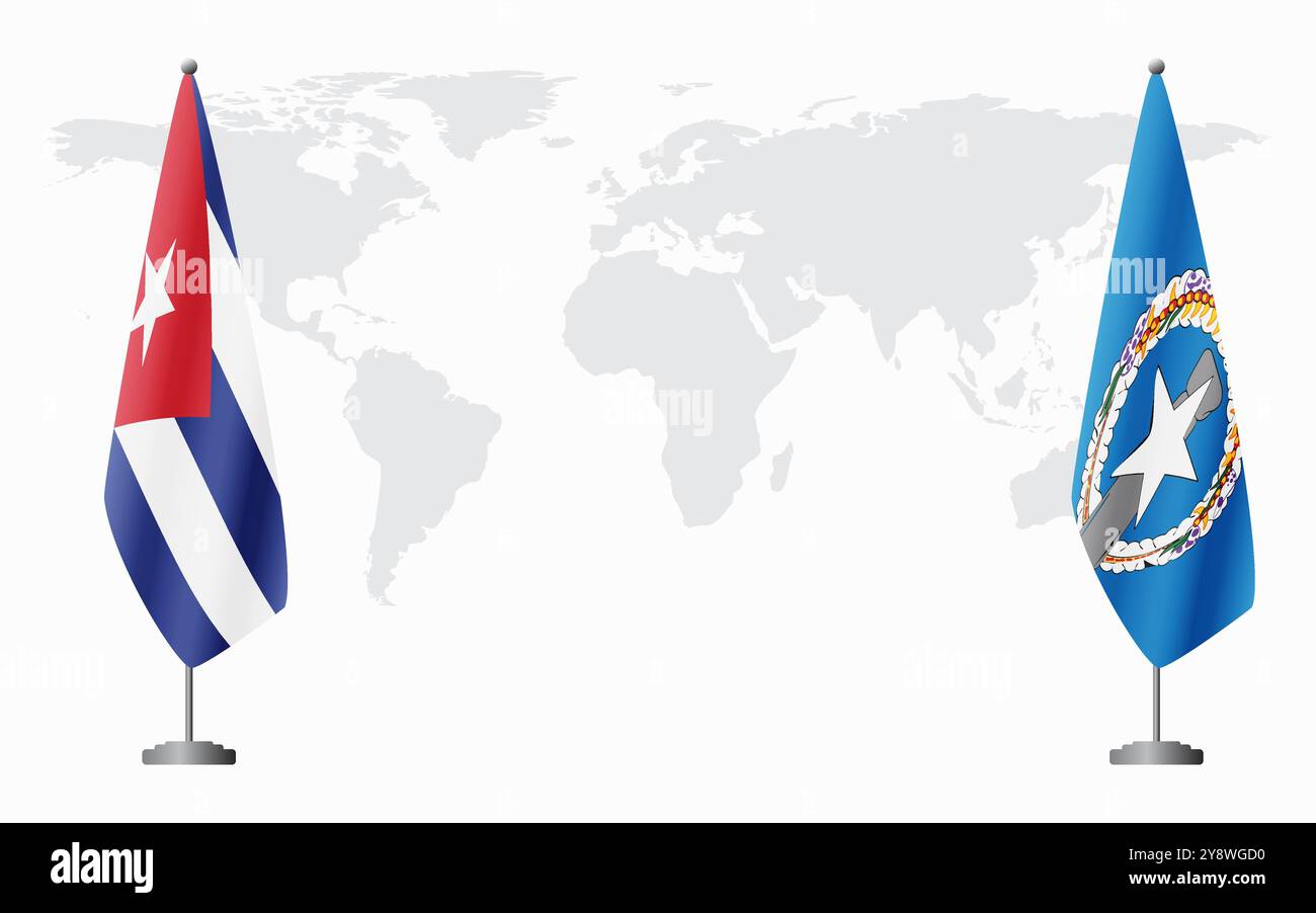 Cuba and Northern Mariana Islands flags for official meeting against ...
