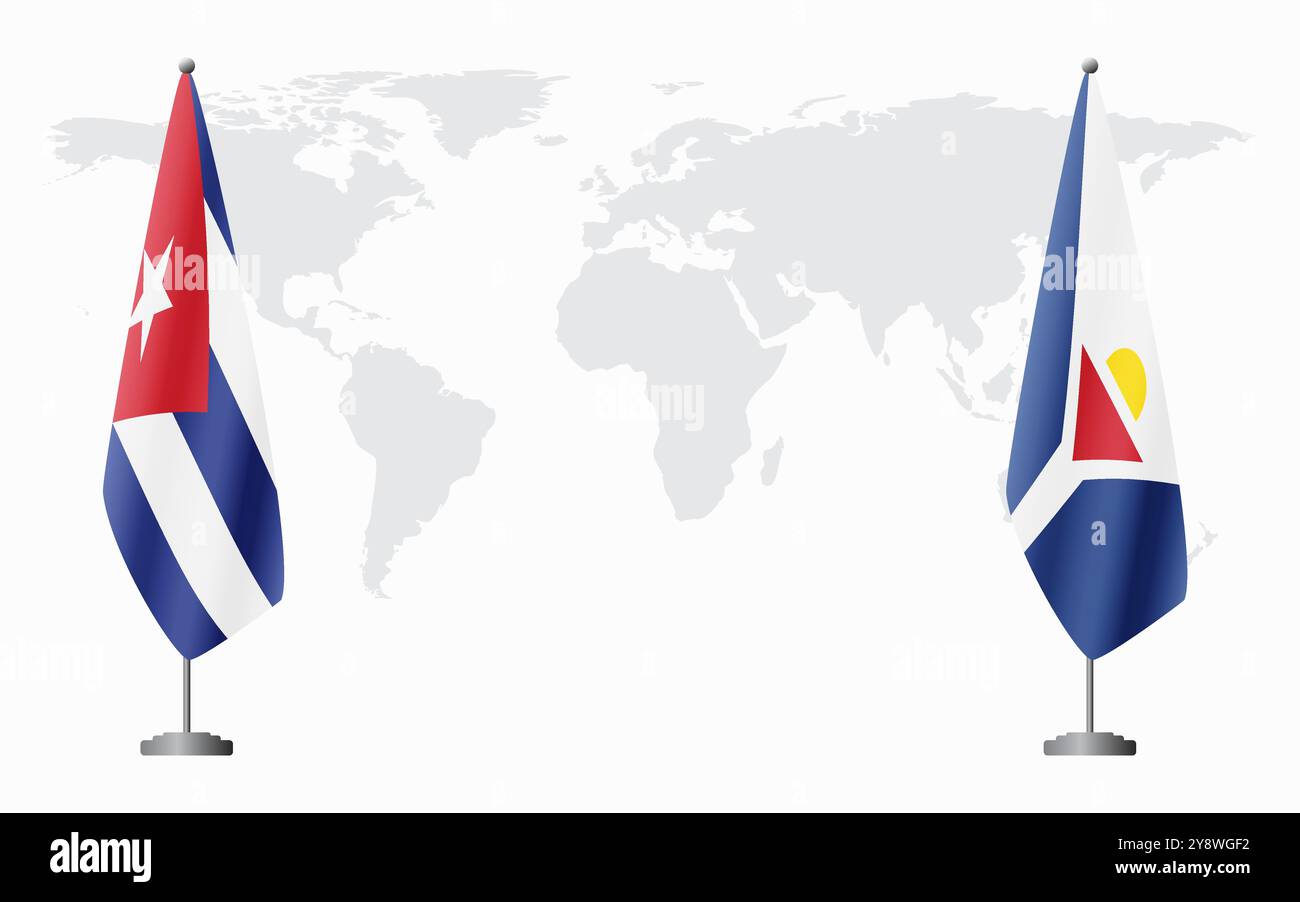 Cuba and Saint Martin flags for official meeting against background of ...