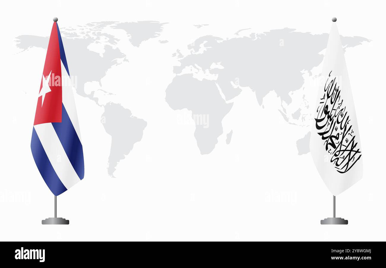 Cuba and Afghanistan flags for official meeting against background of world map Stock Vector ...