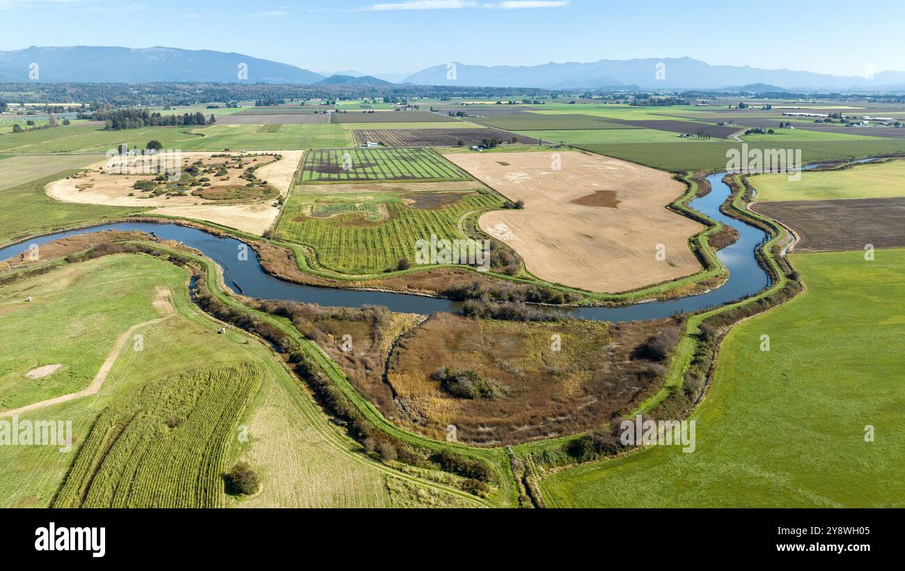 Aerial view of Skagit Valley farm country, Washington State, USA Stock ...