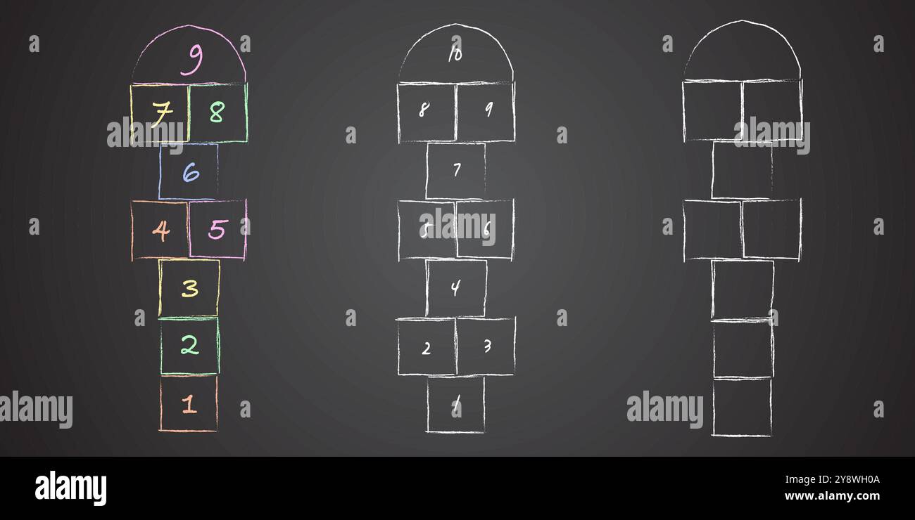 Children street game and playground hopscotch game flat vector ...