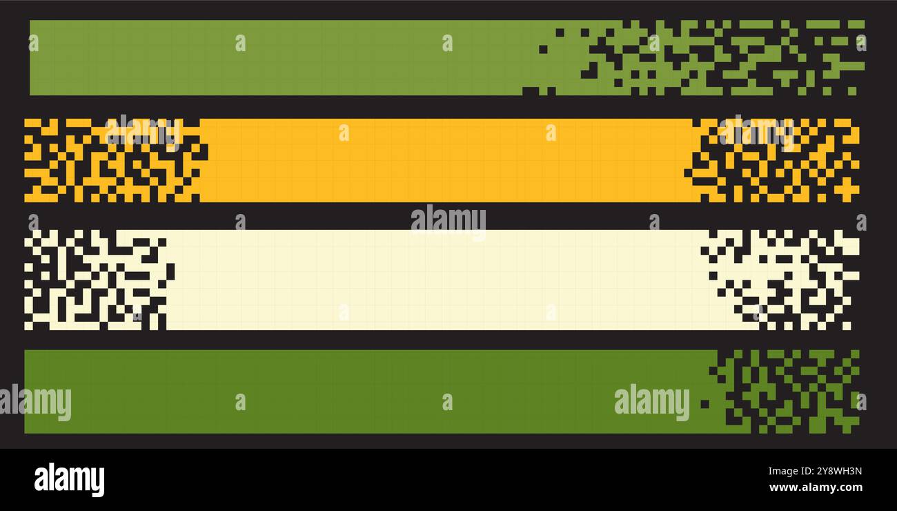 Pixel banner. Header, footer color layout with mosaic edges. Horizontal ...