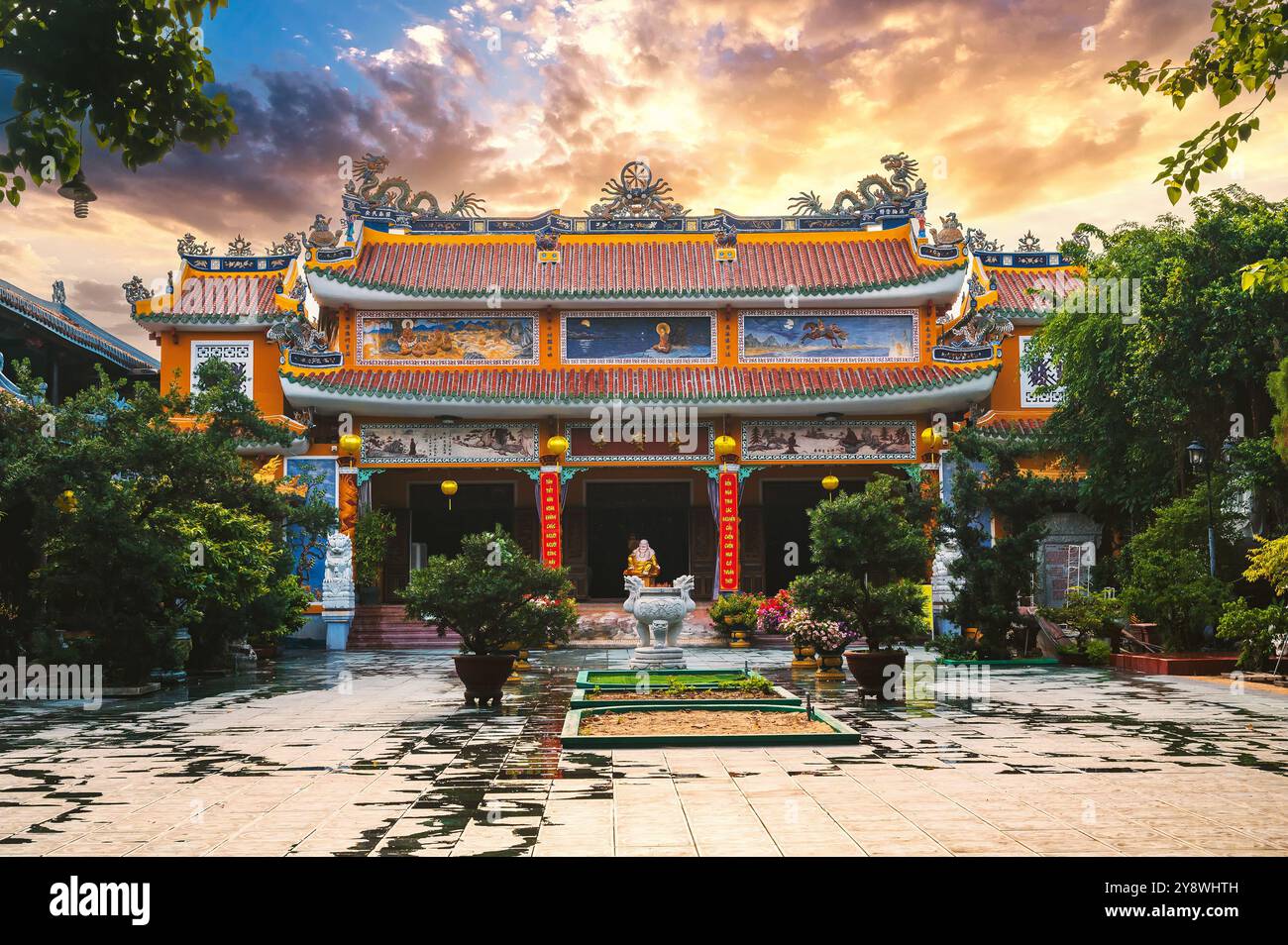 Beautiful ancient Asian Buddhist temple Chua Phap Bao on the Vietnamese ...
