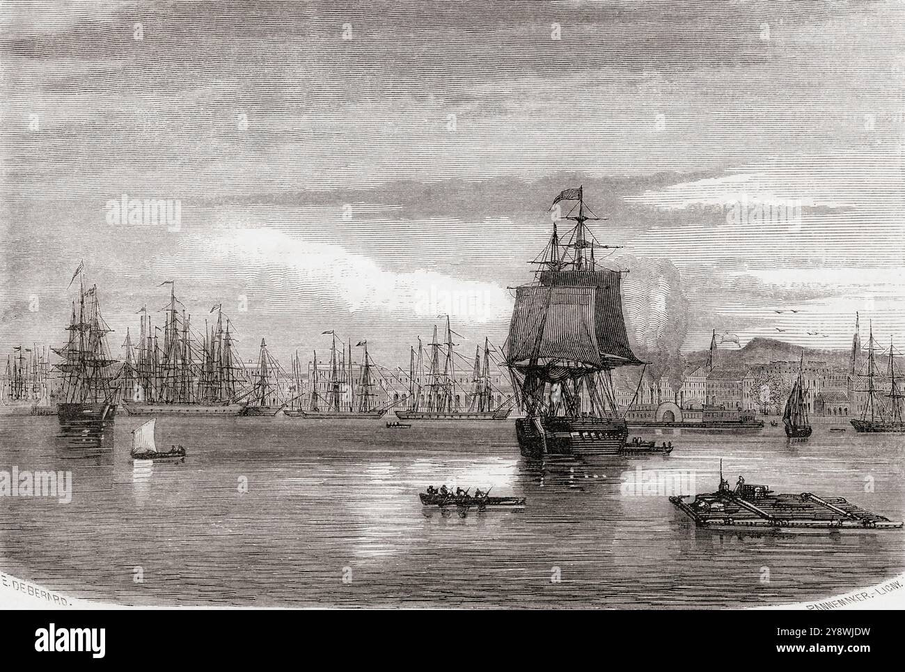 The port of New Orleans, Louisiana, seen during the 1885 expedition ...