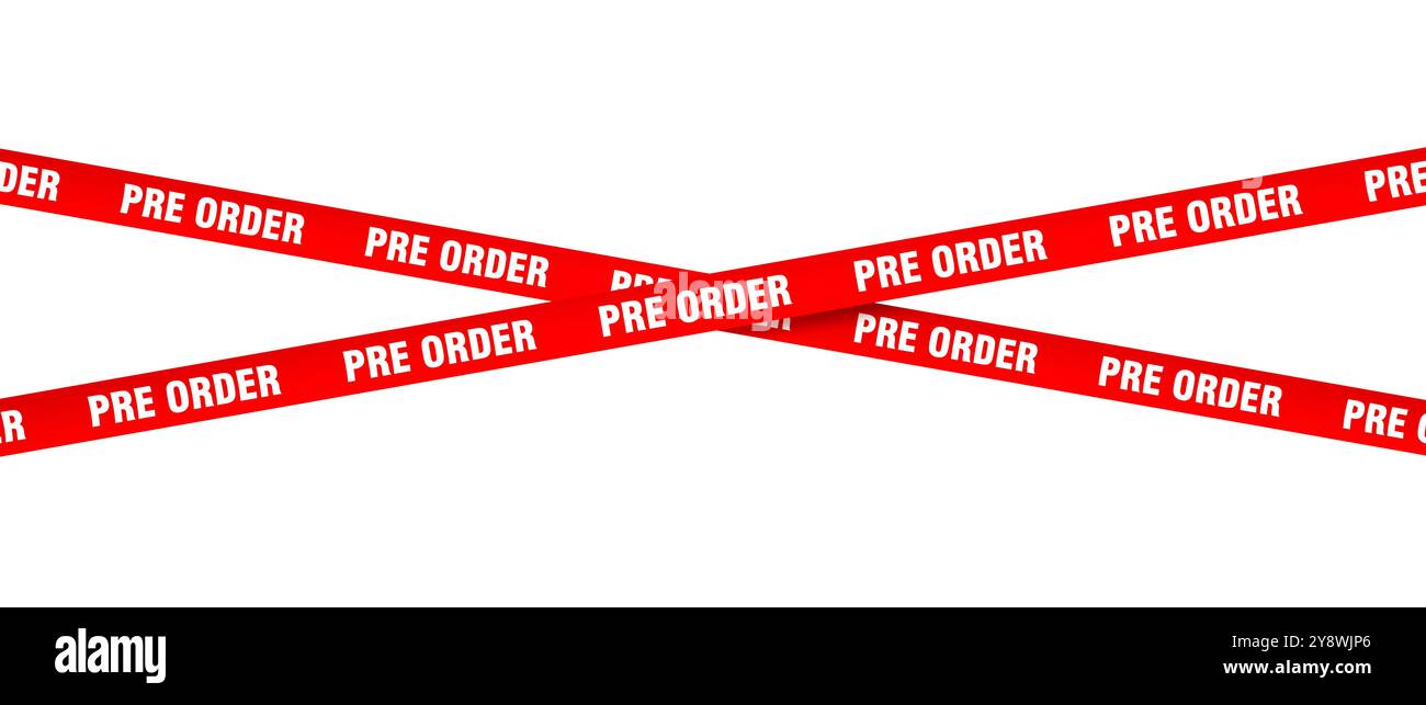 Red pre order tape on transparent background for marketing use Stock ...