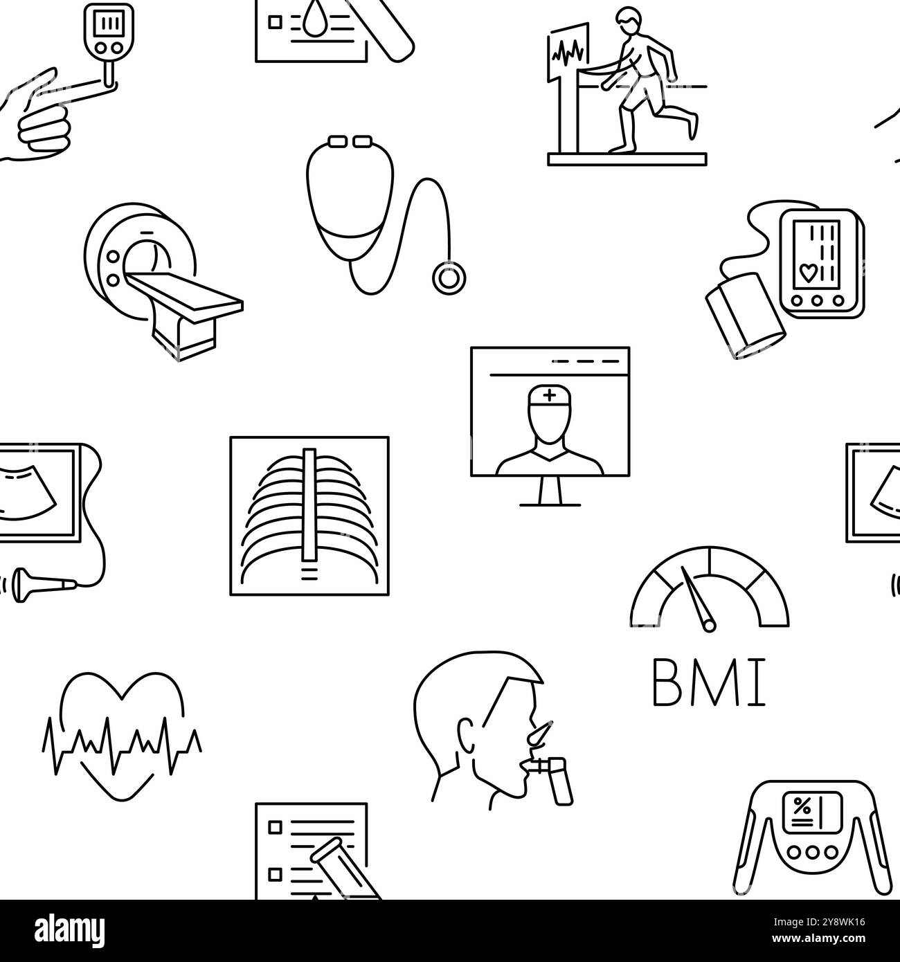 Health check-up line seamless pattern. Medical background, healthcare ...