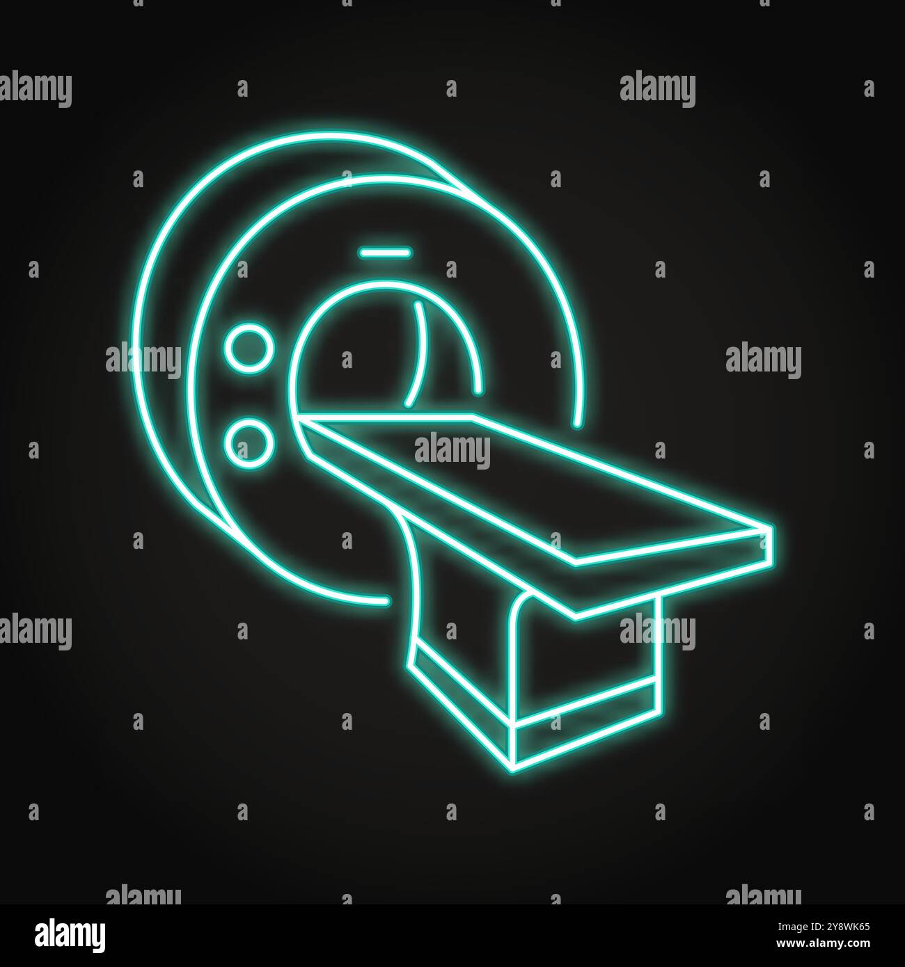 MRI scanner machine neon icon. Magnetic resonance imaging. Vector ...