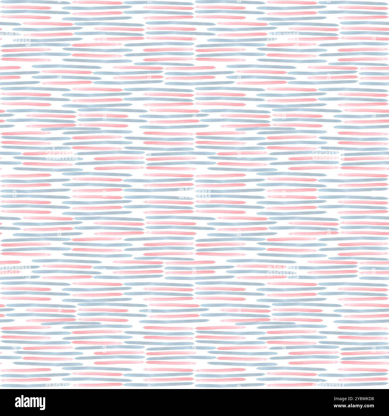 Hand drawn watercolor blue and pink stripes seamless pattern isolated ...
