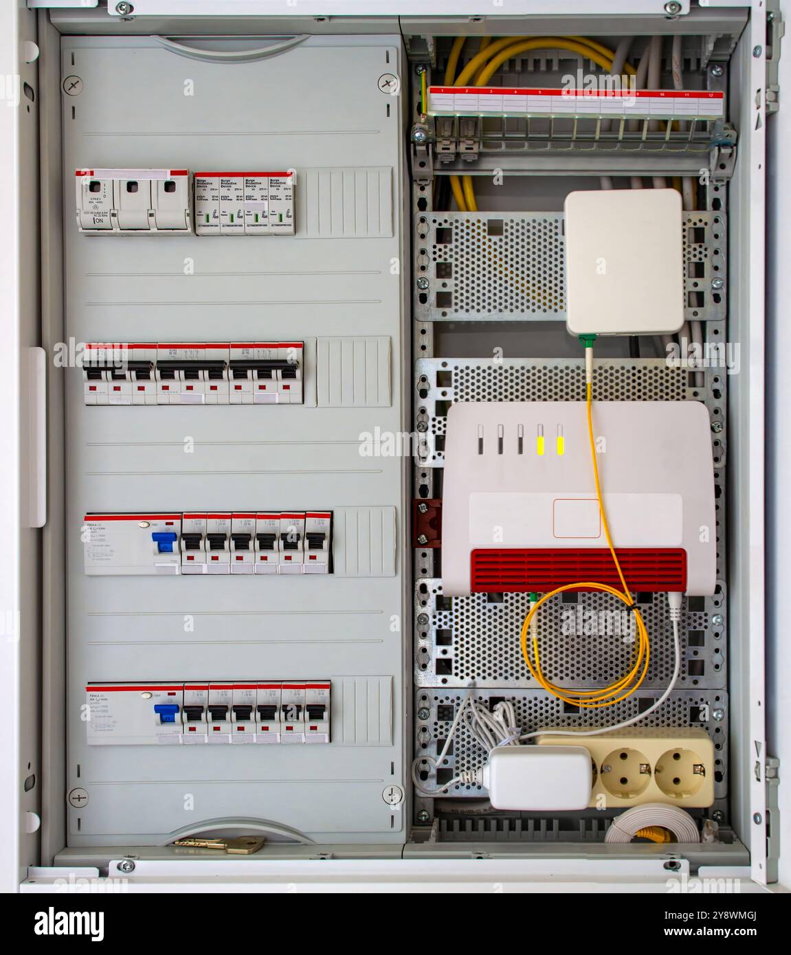 Modern Electrical Panel with Network Equipment Installed Stock Photo ...