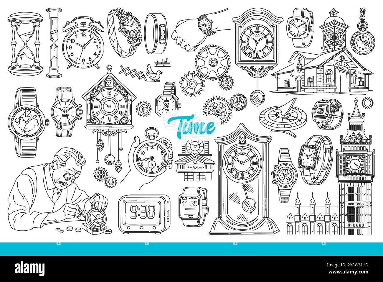 Clocks indicating time hang on walls or are intended to be worn on hand ...