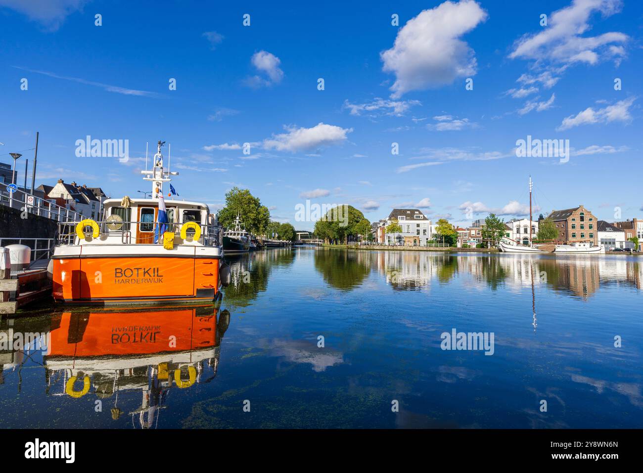 View with moored boats across the triangular Zuidkolk, a former lock ...