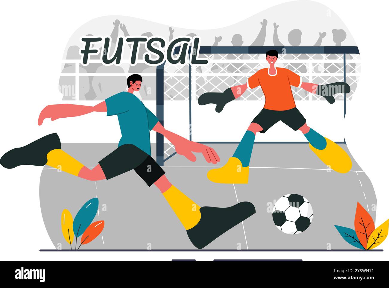 Futsal, Soccer, or Football Vector Illustration Featuring Players ...