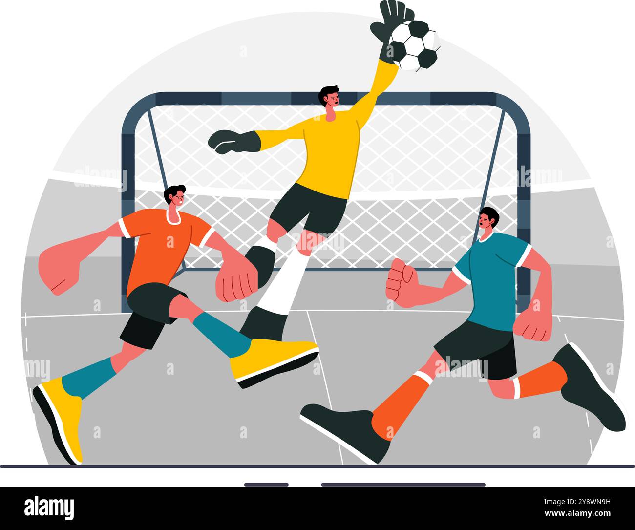 Futsal, Soccer, or Football Vector Illustration Featuring Players ...