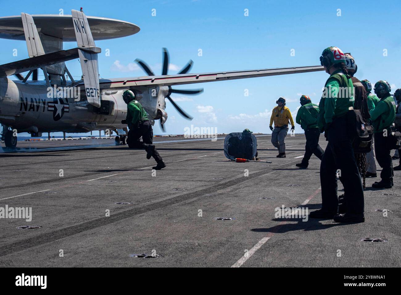 PACIFIC OCEAN (Oct. 3, 2024) U.S. Navy Sailors conduct flight operations on the flight deck ...
