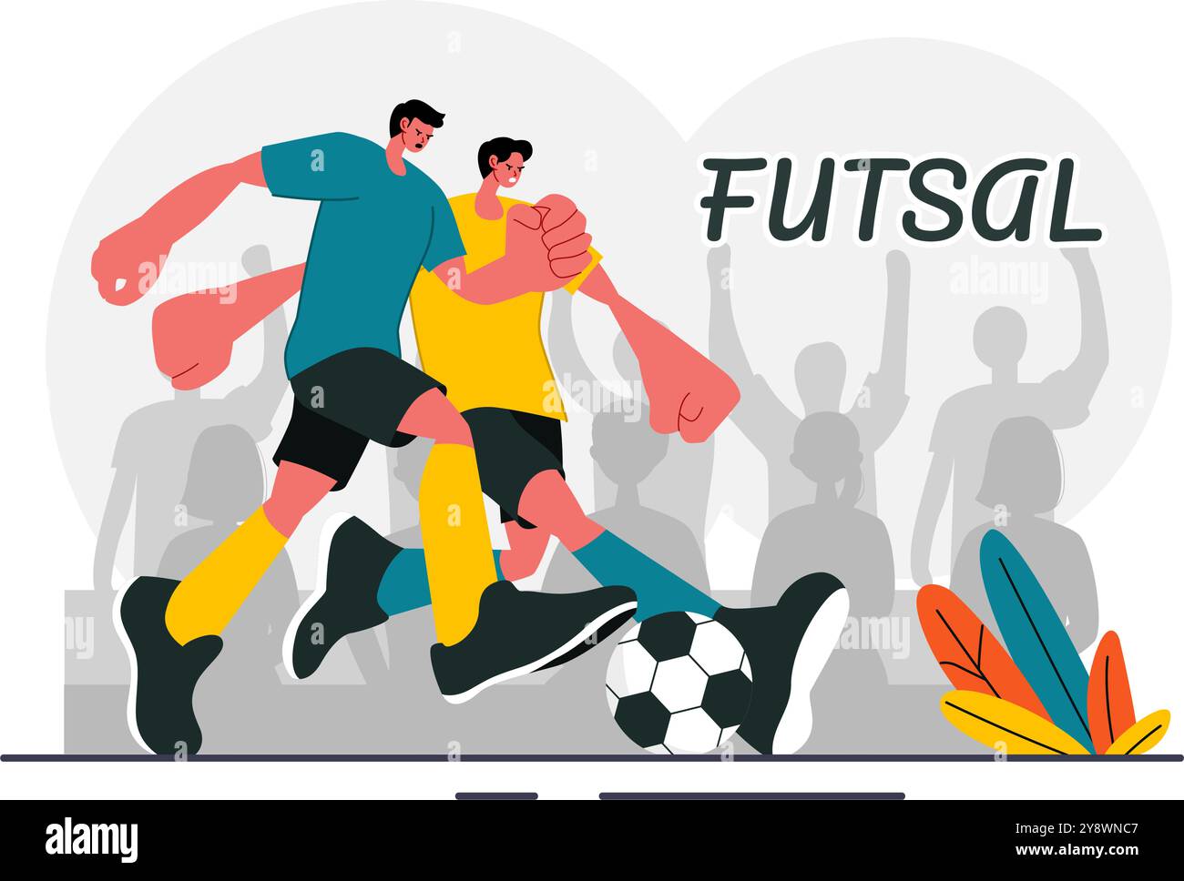 Futsal, Soccer, or Football Vector Illustration Featuring Players ...