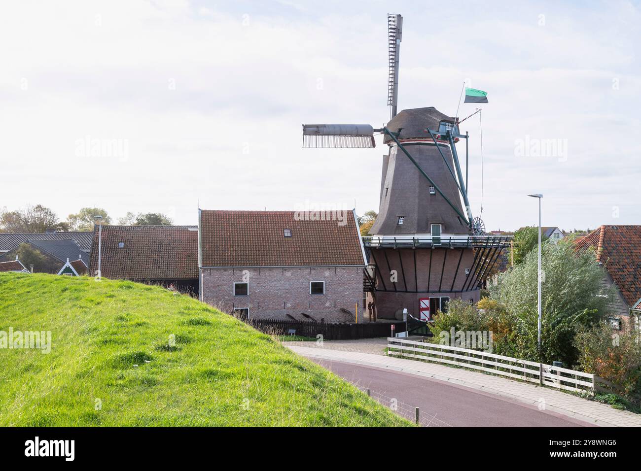 Mill in the village of Oudeschild on the Dutch island of Texel Stock ...