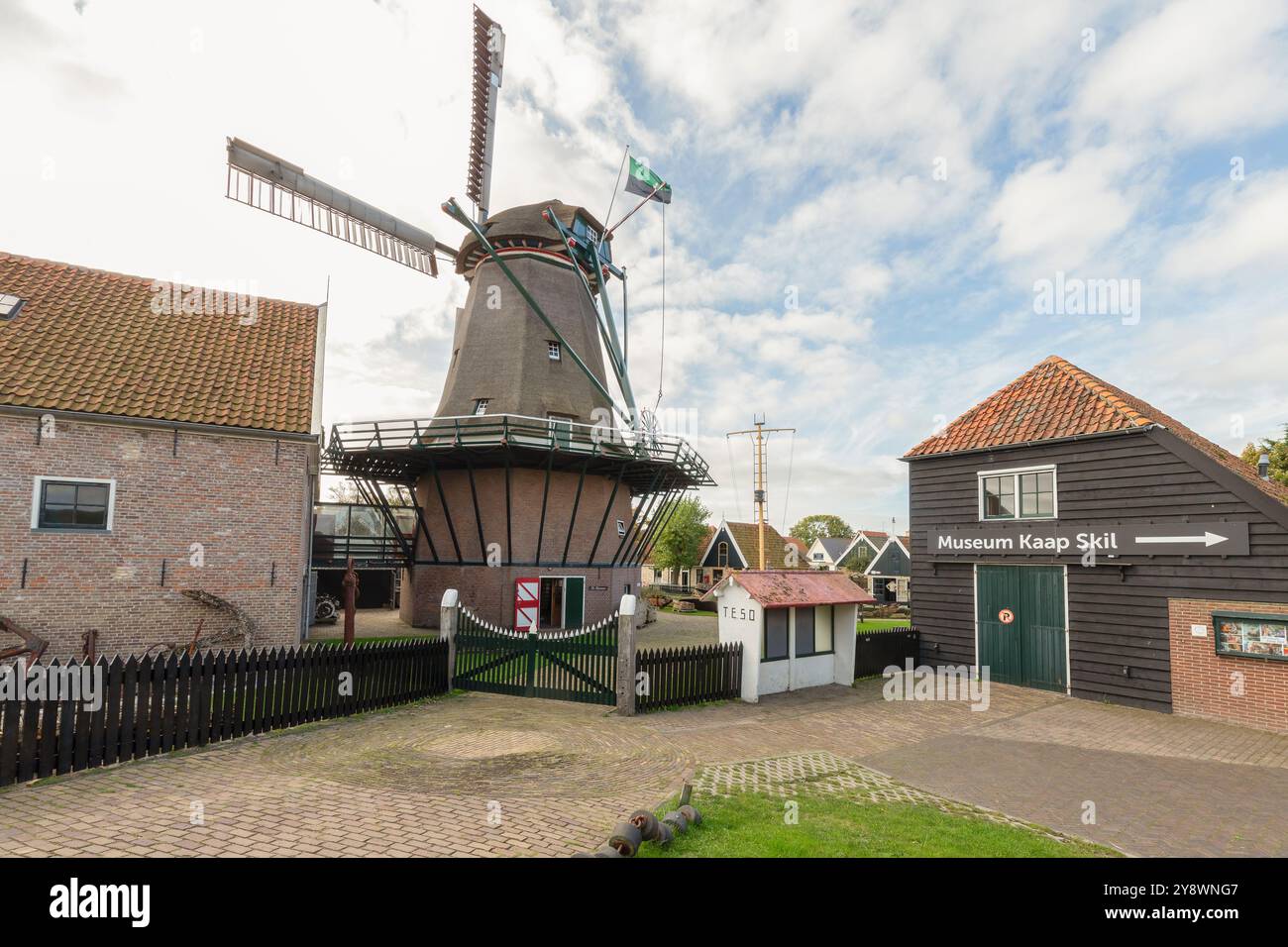 Mill in the village of Oudeschild on the Dutch island of Texel Stock ...