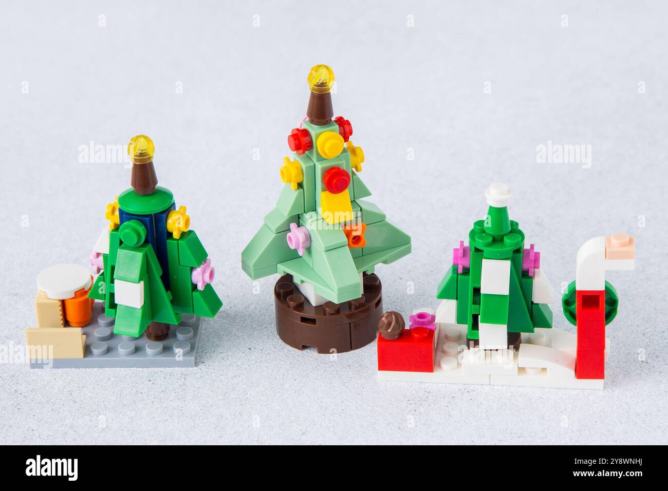 Christmas tree toy. Lego constructor from mini bricks. Children's craft ...
