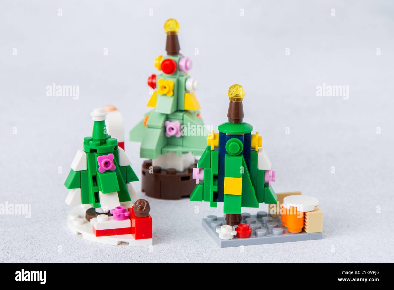 Christmas tree toy. Lego constructor from mini bricks. Children's craft ...
