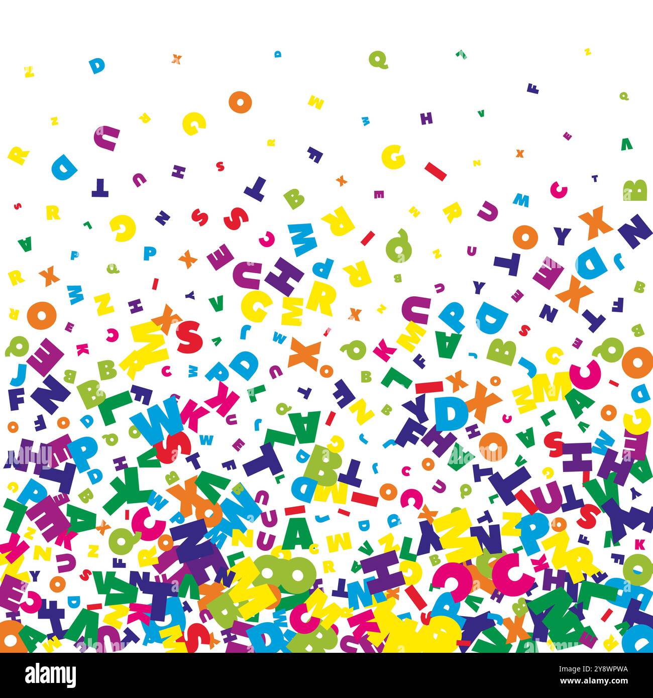 Falling letters of English language. Colorful childish flying ...