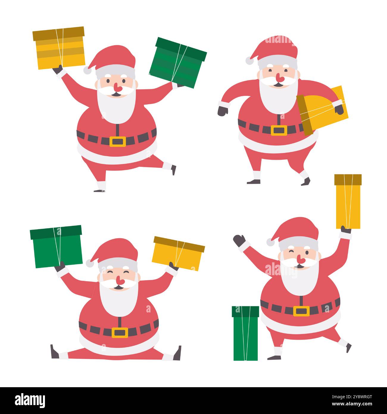 Santa Claus cartoon characters . Flat design . Set 1 of 5 . Vector ...