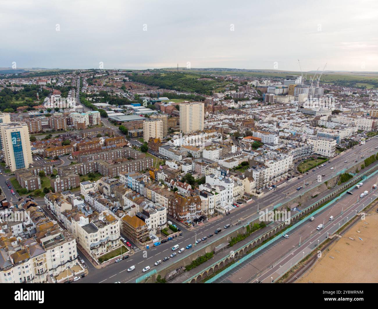 Aerial photo of the Brighton and Hove town centre showing hotels, guest ...