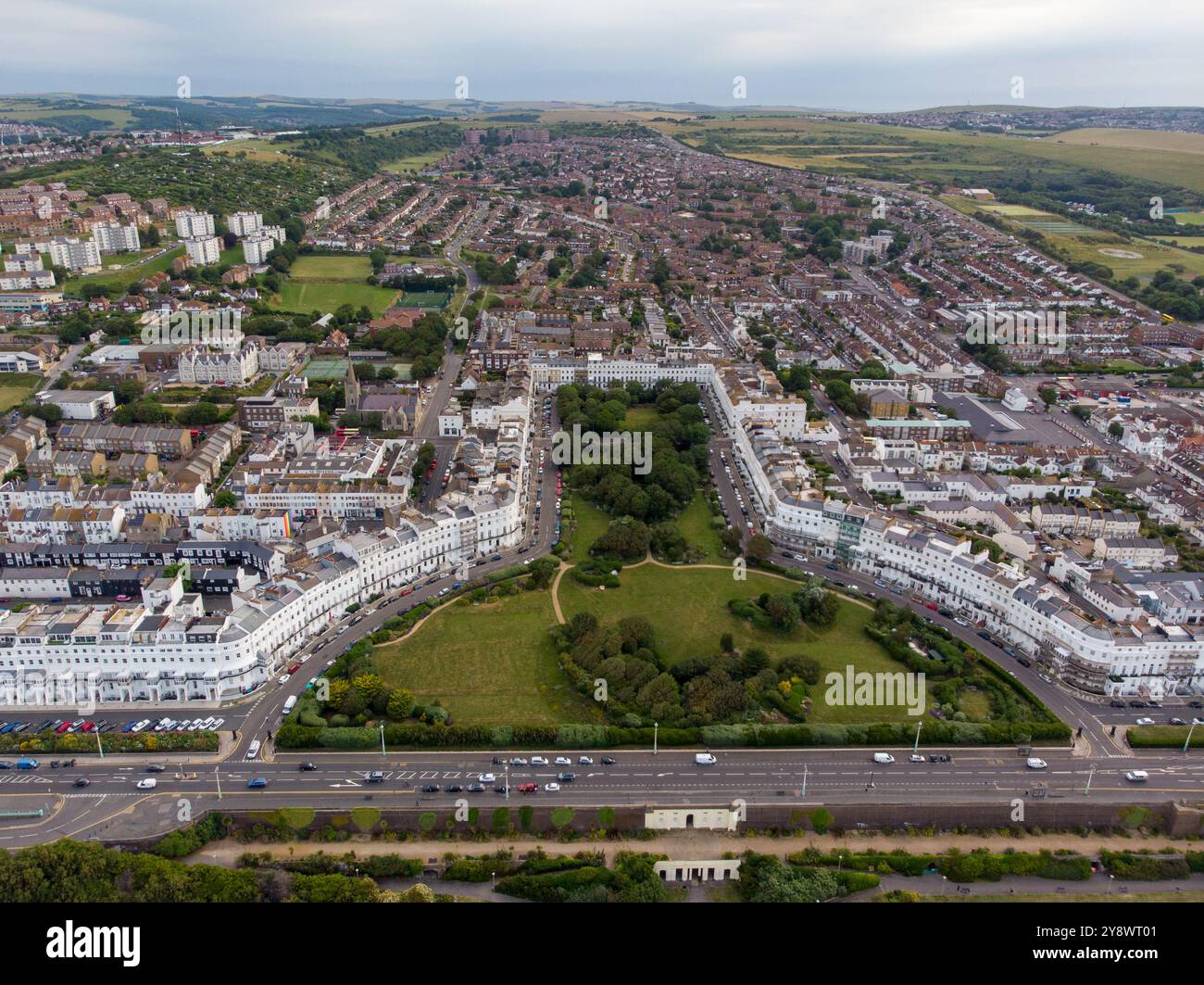 Aerial photo of the Brighton and Hove town centre showing hotels, guest ...