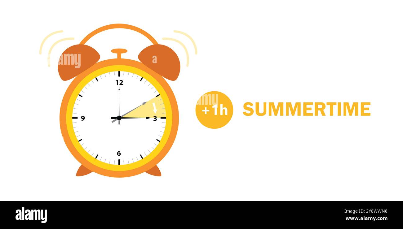 ringing alarm clock switch to summer time vector illustration Stock ...