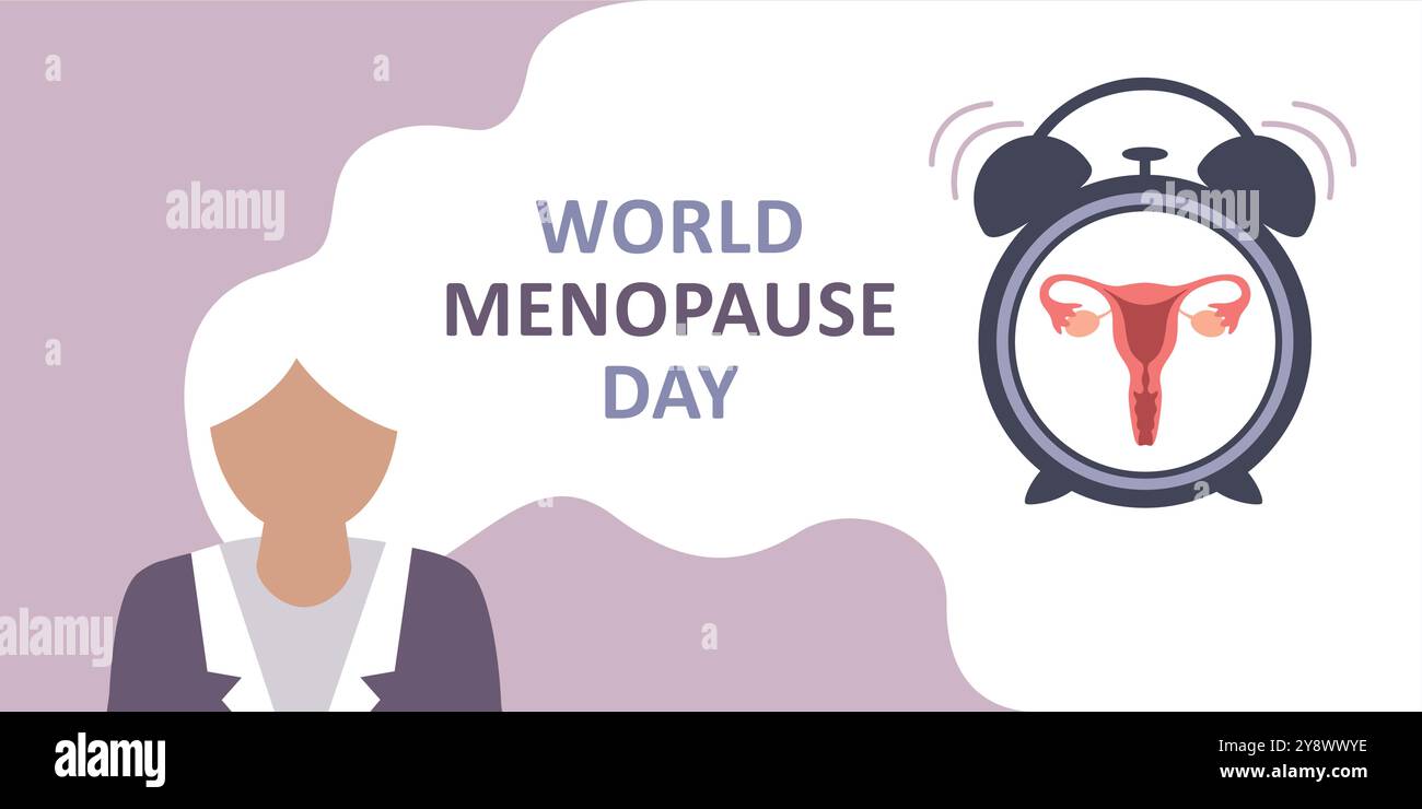 world menopause day concept with alarm clock vector illustration Stock ...