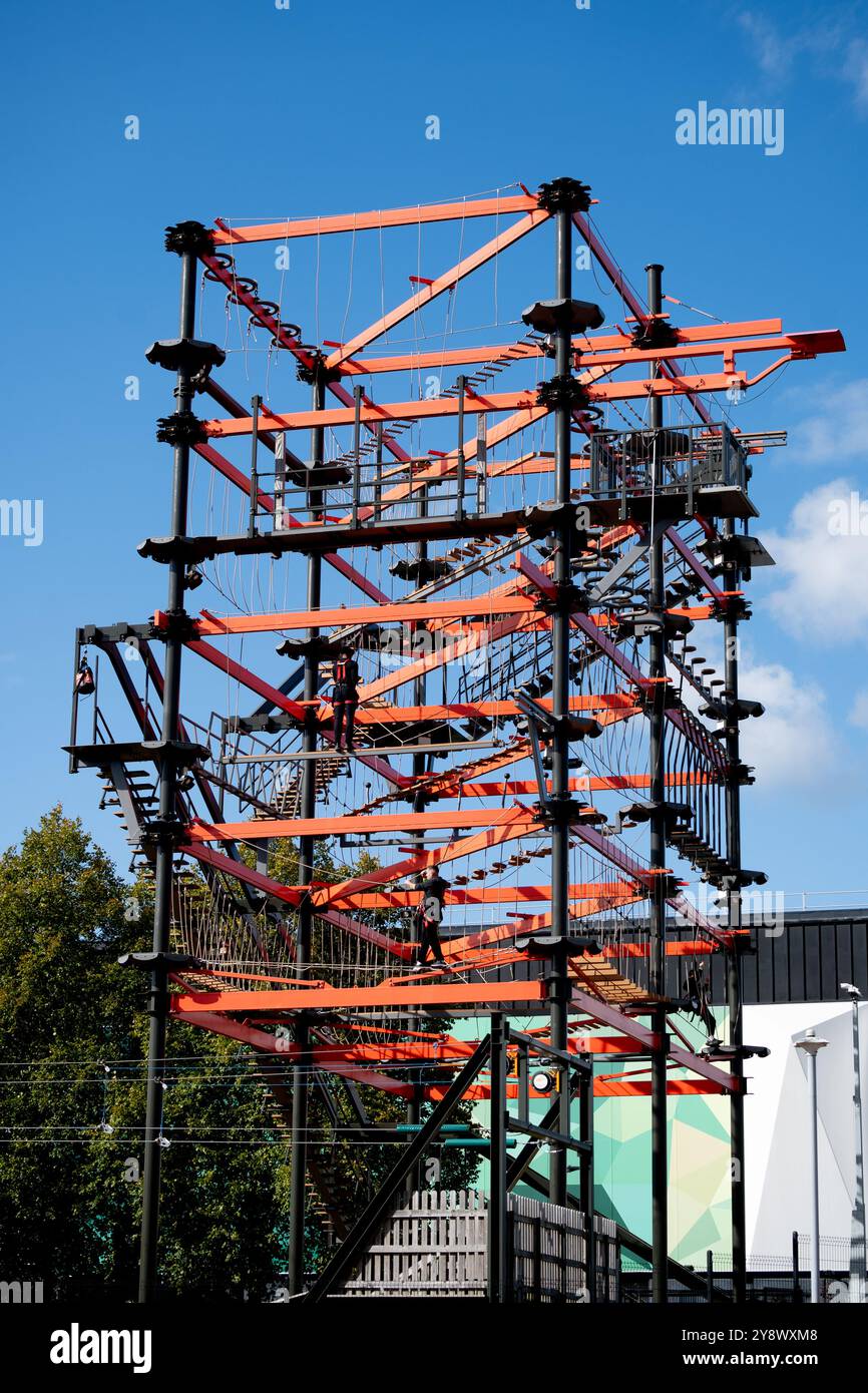 Bear Grylls Adventure high ropes tower, NEC, Birmingham, UK Stock Photo ...