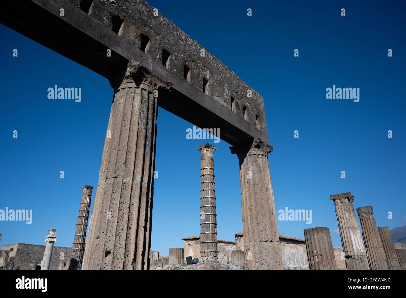 The Forum in Pompeii. The ancient city of Pompeii was buried under ...