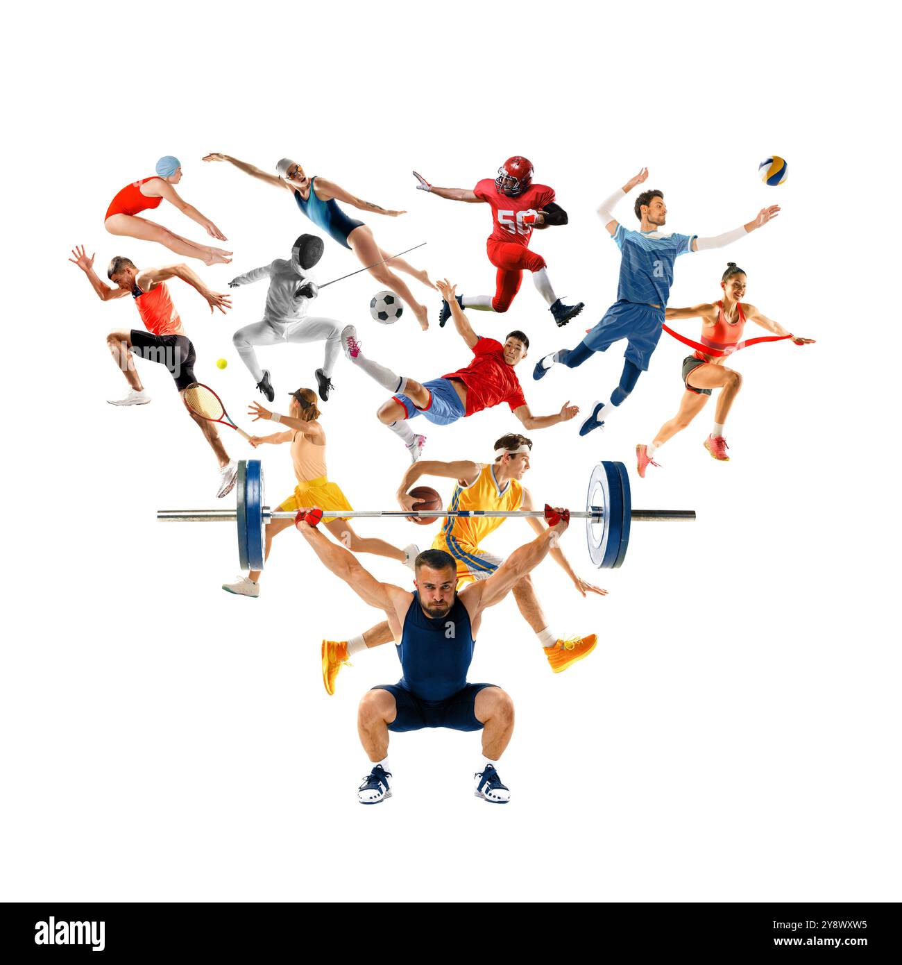 Dynamic collage of athletes in action from various sports. Image ...