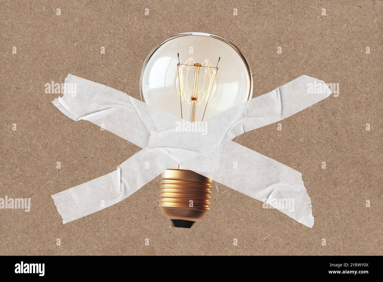 Light bulb closed with tape, No ideas, No plan, Confused, Perplexed ...