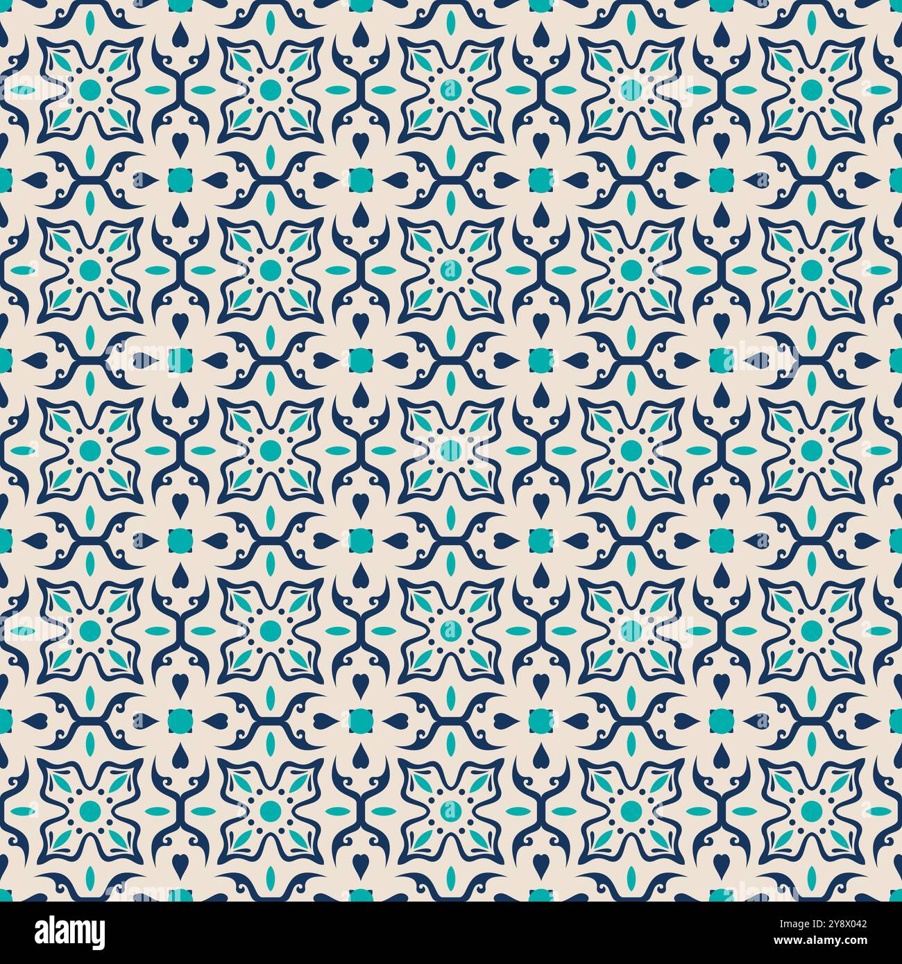 Talavera ceramic tile pattern. Mediterranean pattern vector Stock ...