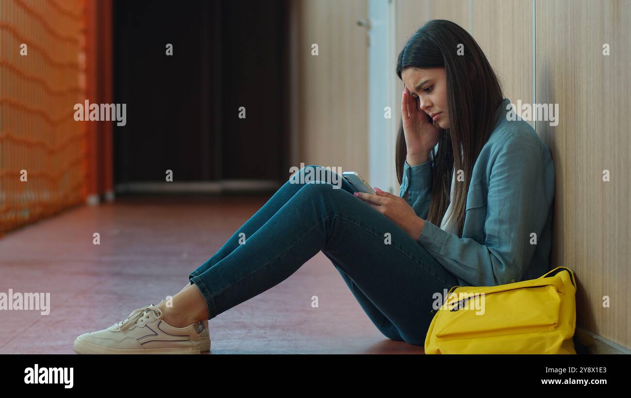 Sad upset failure stress pensive thinking girl female woman student ...