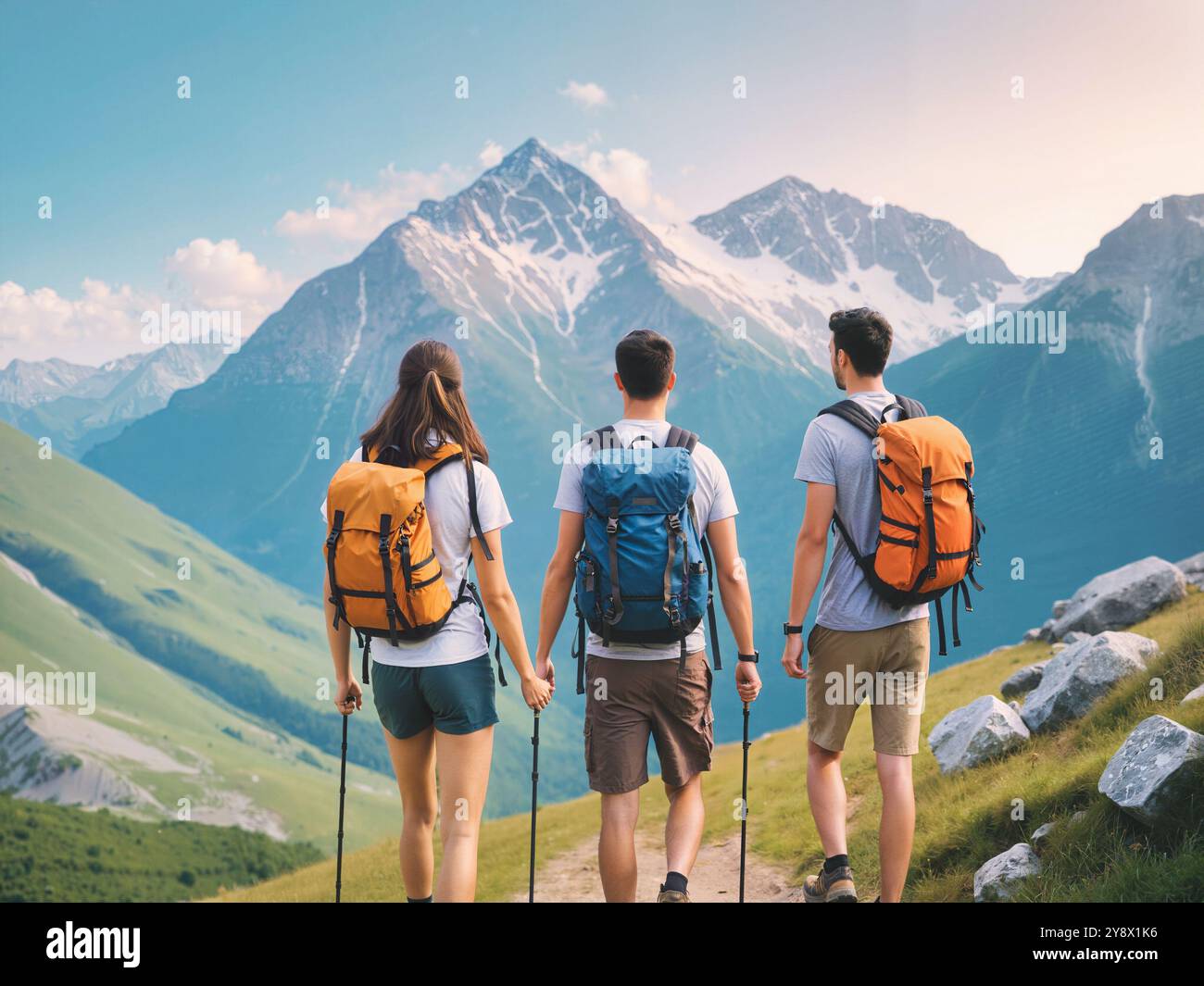 Mountain Hiking Adventure Friends Backpacking Scenic Landscape Nature ...