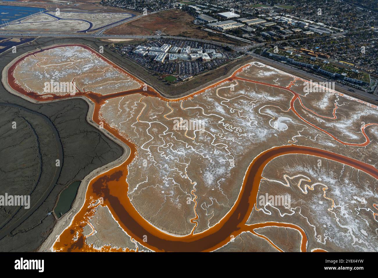 Aerial view of salt pond, Palo Alto, California, USA Stock Photo - Alamy