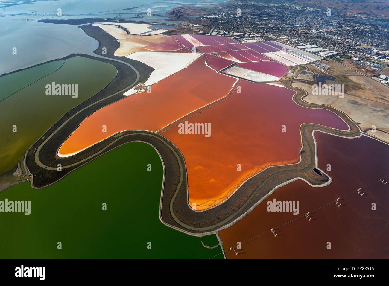 Aerial view of sea salt mine, Newark, California, USA Stock Photo - Alamy
